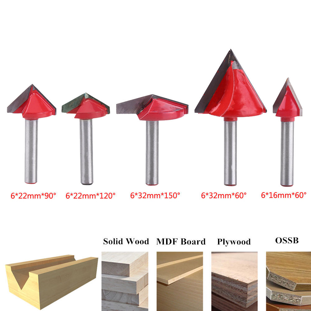 1/4" V Groove Bit CNC 60° Degree Router bit Carving Woodwork Cutter ...