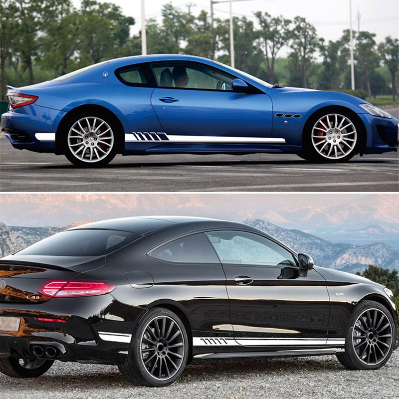 225cm Car Body Stripe Stickers Decals Side Skirt Vinyl Racing Car Long ...