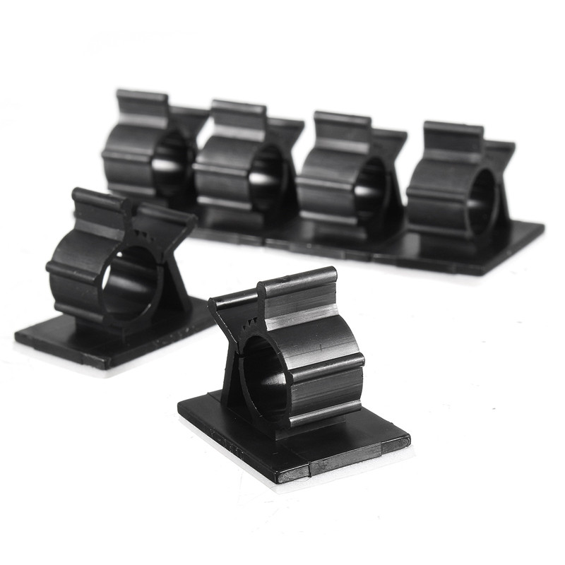 10x SELF ADHESIVE CABLE CLIPS PLASTIC WIRE HOLDER CLAMPS BLACK/WHITE | eBay