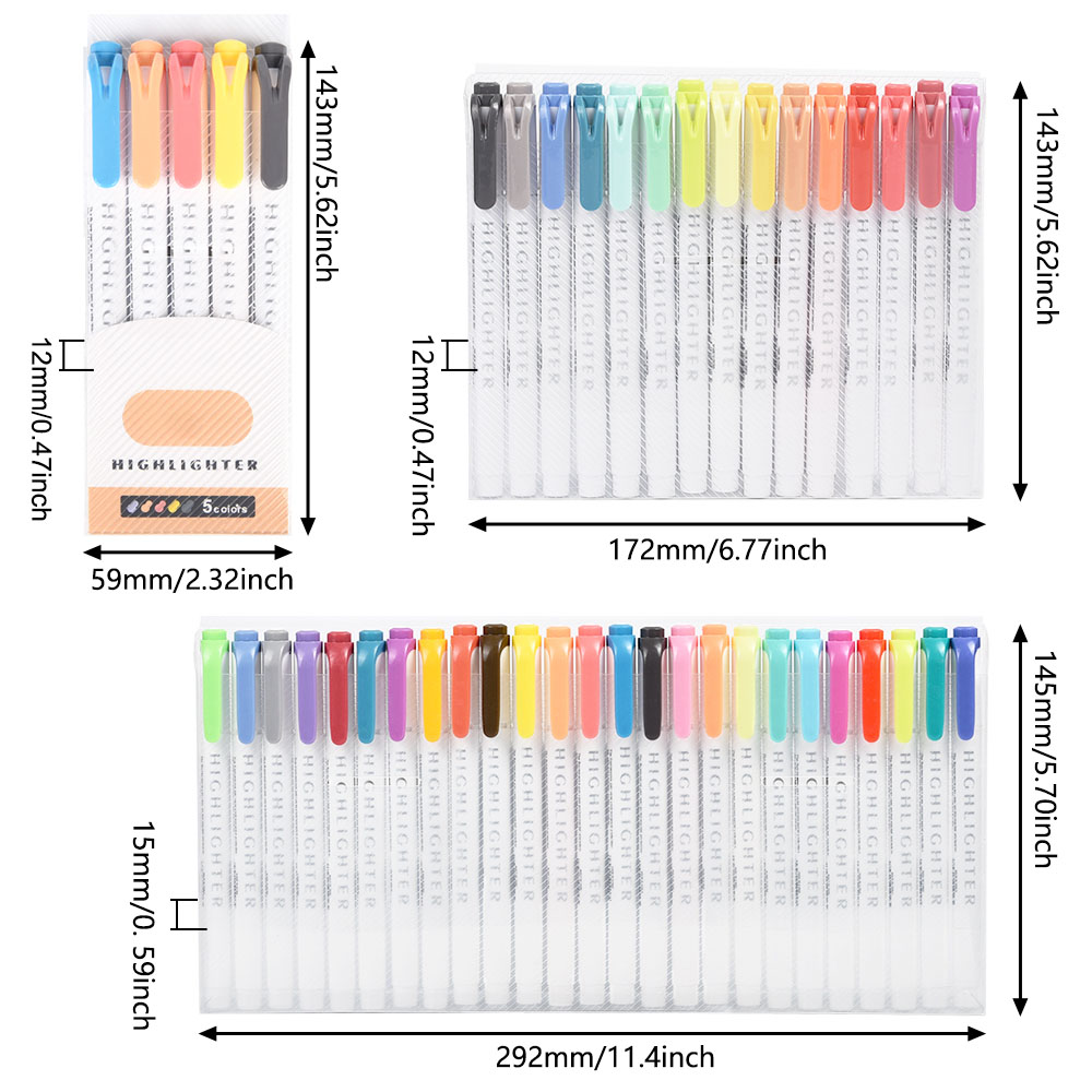 SEIWEI Dual Tip Assorted Colors Pastel Highlighter Pen Set Marker Pens ...