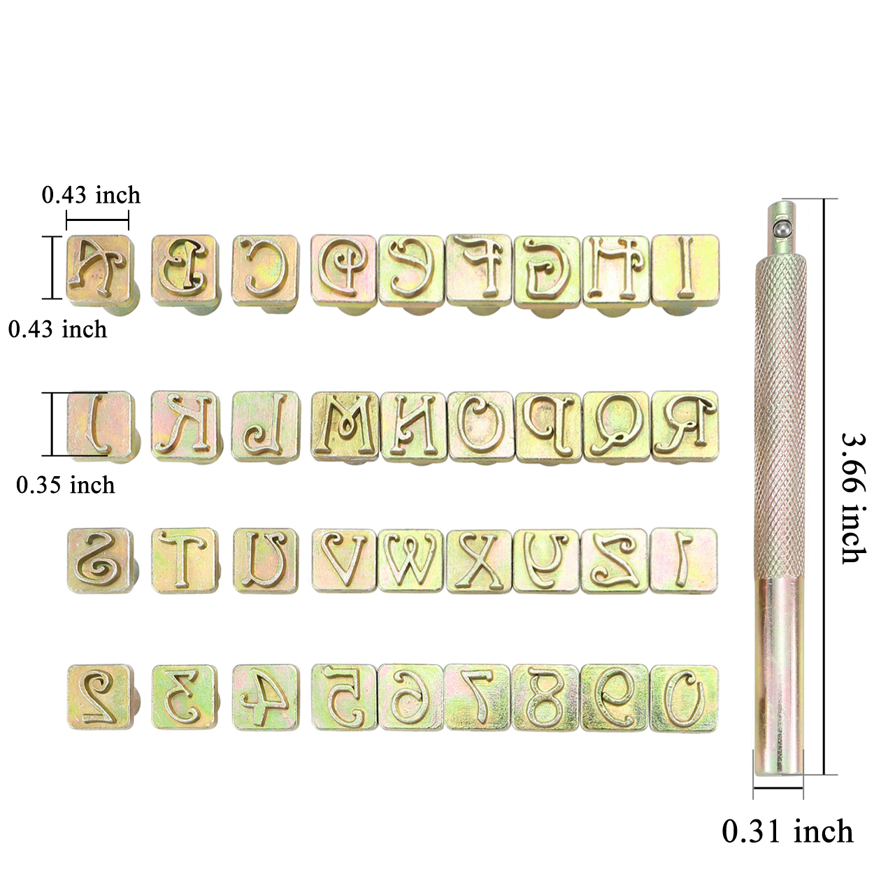 36 pcs Steel Metal Number and Letter Alphabet ID Stamping Punch Tool ...