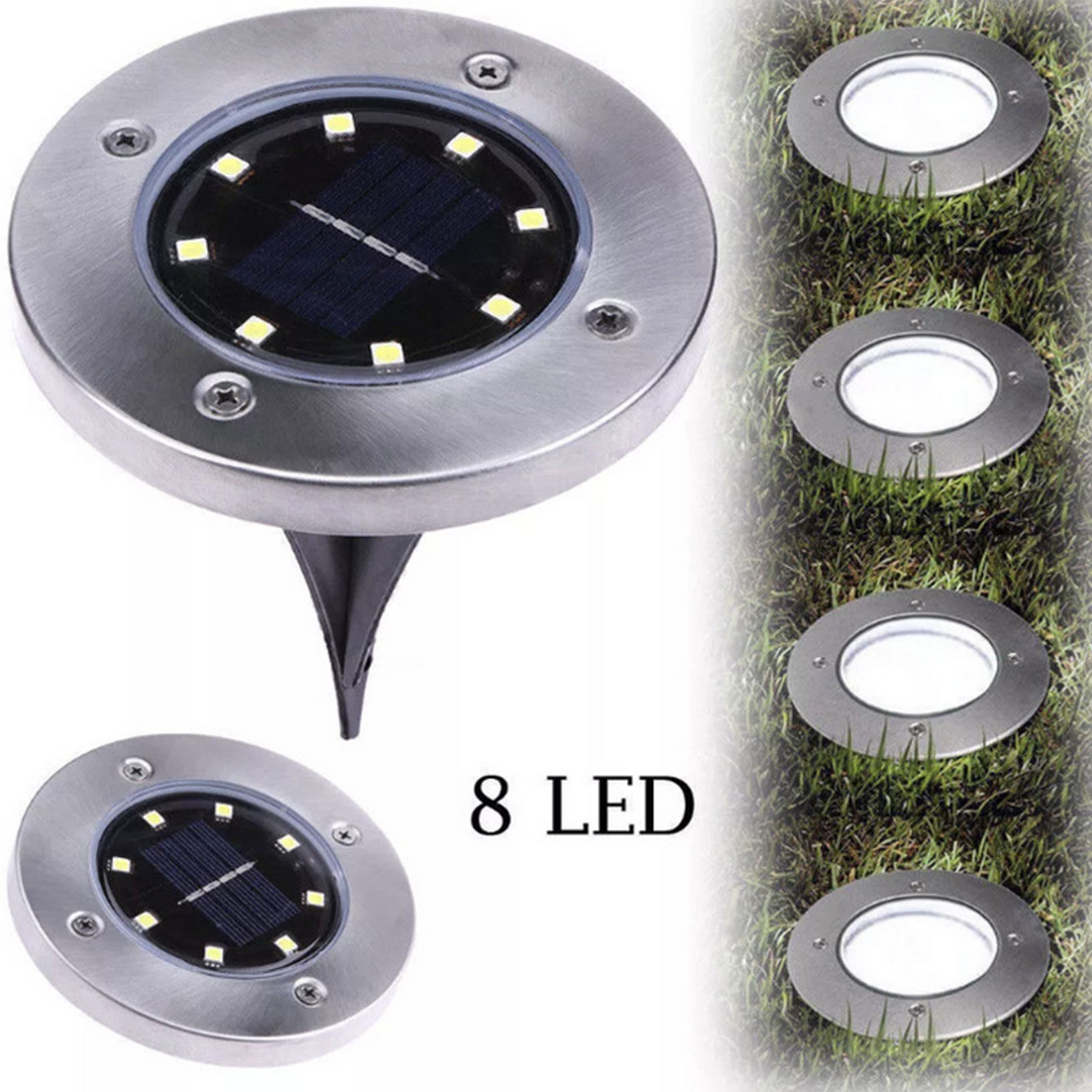 Outdoor Garden Solar Power Pathway Lights 8 Led Landscape Lawn Patio