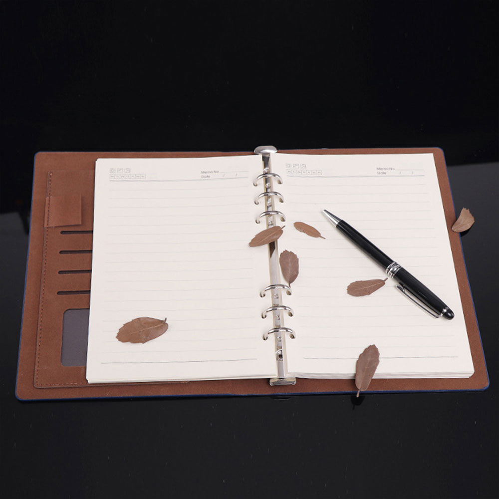 A5 Classic Refillable Notebook Loose Pocket Leather 6 Holes Ring Binder ...