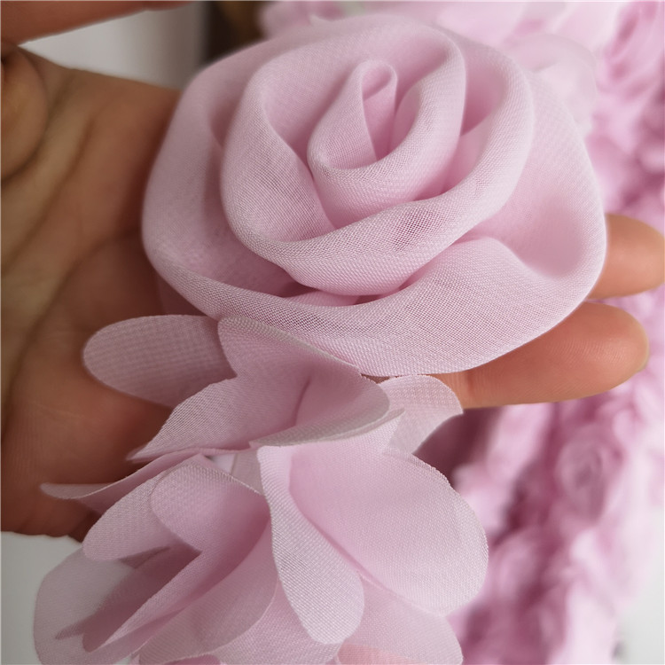 50cm 3D Rose Flower Chiffon Lace Trim Ribbon Sewing Fabric Clothes DIY ...