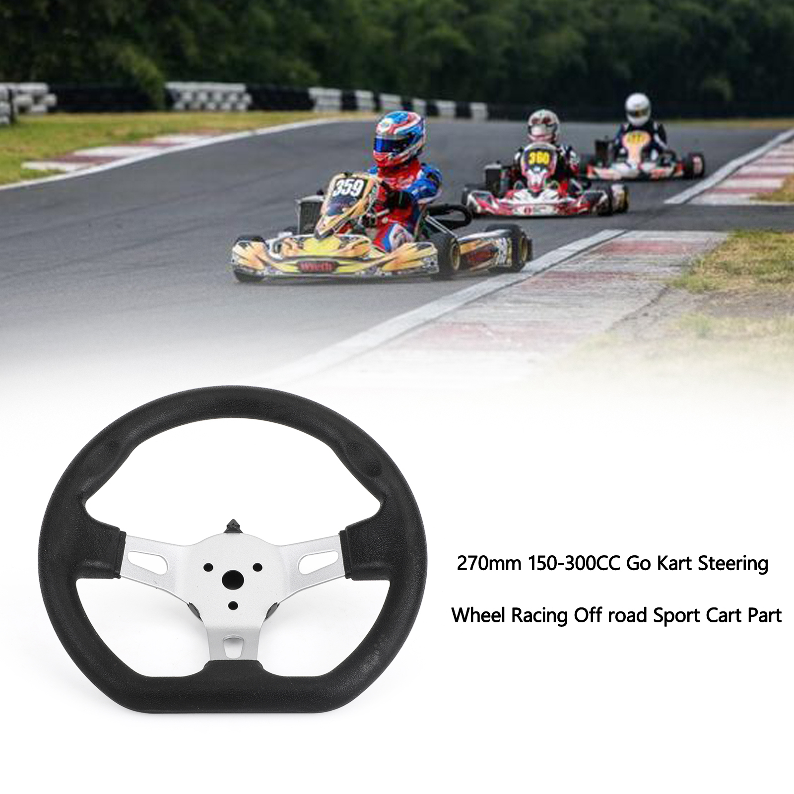 270mm 150-300CC Go Kart Steering Wheel Racing Off road Sport Cart Part ...