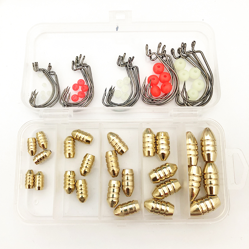 Multi Bullet Shape Gold Brass Fishing Sinkers Set Lures Weights Sinker ...