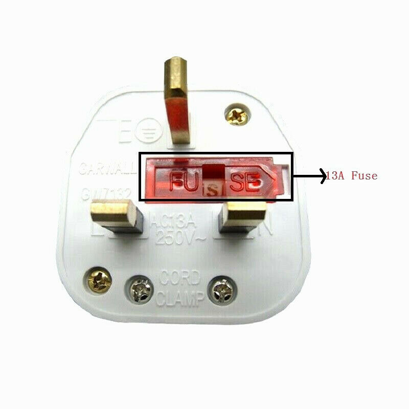 UK PLUG Mains Plug Top with switch on/off 250V 13A Fused Switched Neon ...