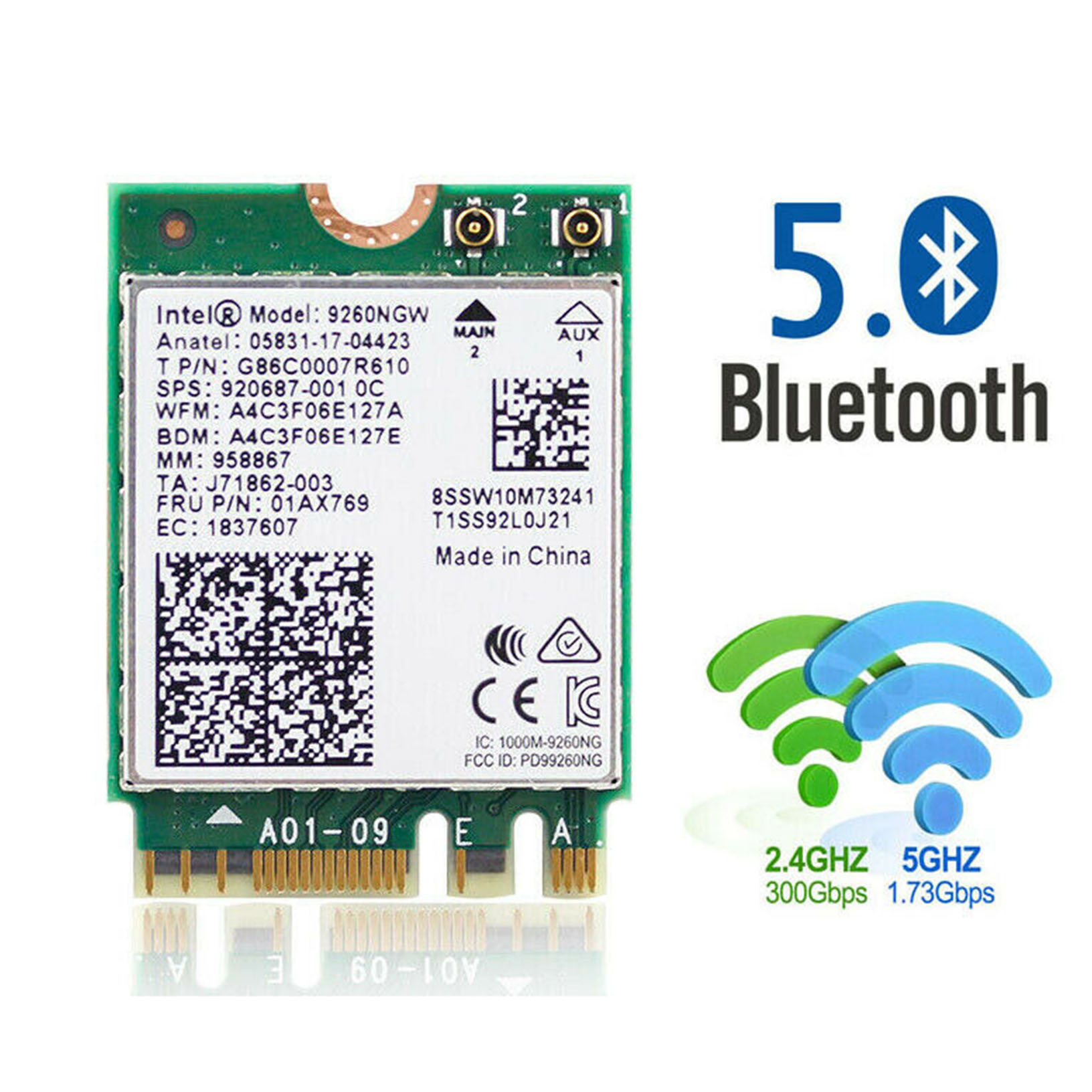 Intel Dual Band Wireless-AC 9260 NGFF 1730Mbps WiFi + Bluetooth5.0 802 ...