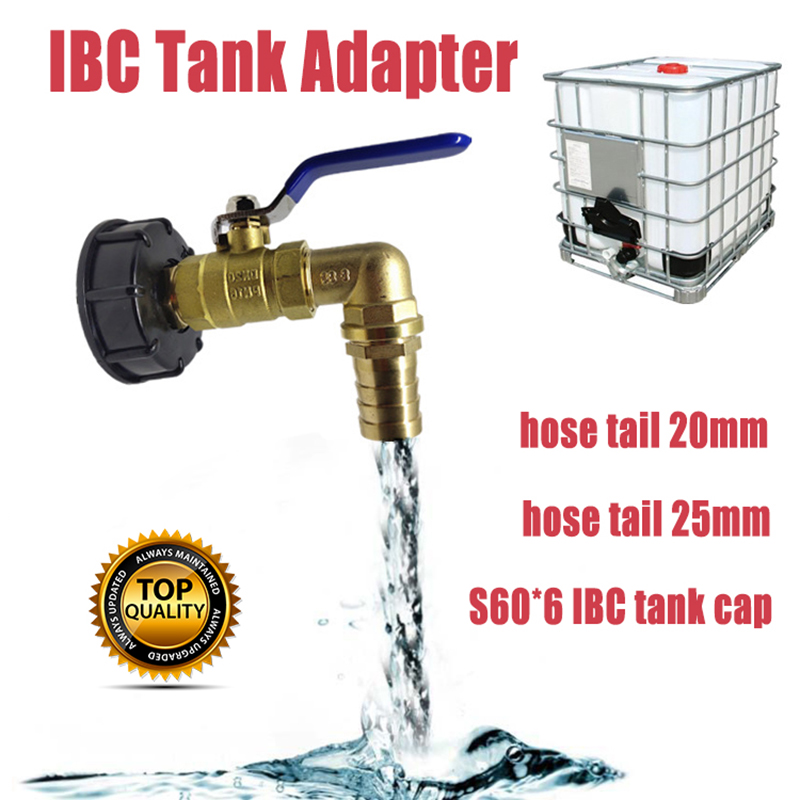 IBC Tank Adapter S60X6 To Garden Tap 20mm 25mm outlet Hose Fitting Fuel ...